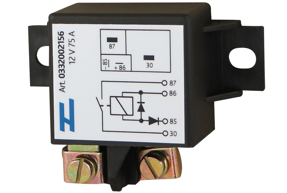 Relais Typ Bosch 12 V 75 A mit Lösch- und Sperrdiode – Hoelzle