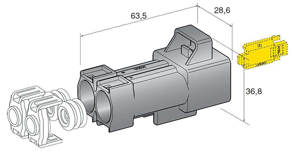Steckgehäuse 2-pol. wassergesch. 6-16mm2 – Hoelzle