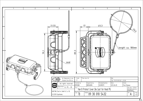 Harting - Han 10B-AK-LB Metalldeckel – Hoelzle