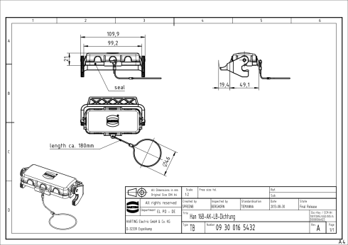 Harting - Han 16B-AK-LB Metalldeckel – Hoelzle
