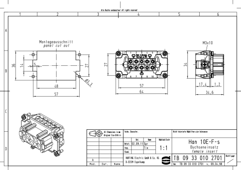 Harting - Han E Buchseneinsatz 10-pol. zu Dose – Hoelzle