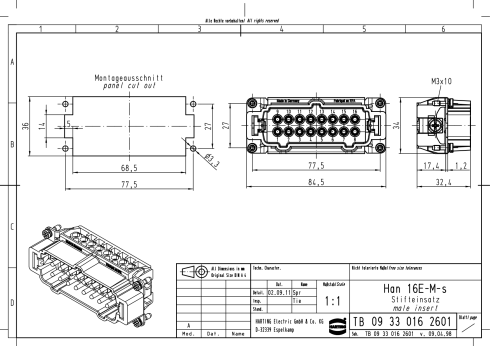 Harting - Han E Stifteinsatz 16-pol. zu Dose – Hoelzle