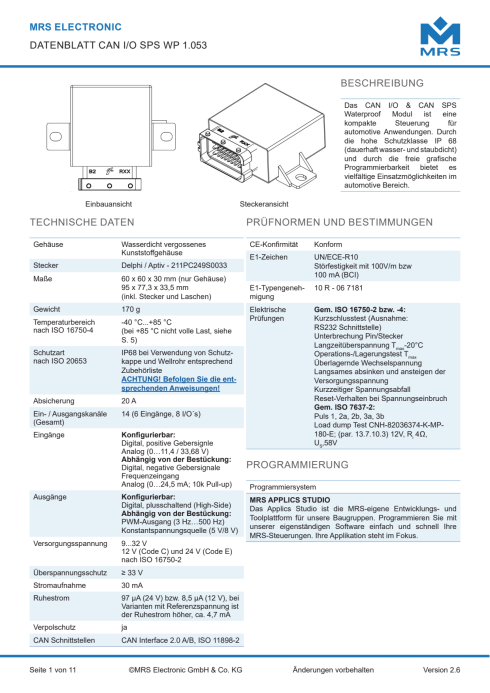 MRS Starter Kit - Kleinsteuerung CAN I/O WP – Hoelzle