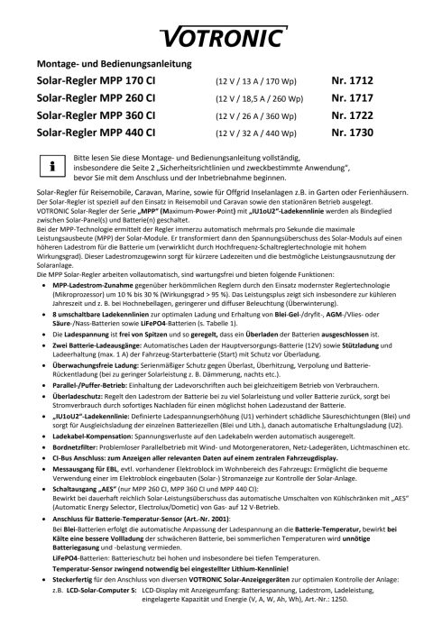 Votronic - MPPT-Solar-Laderegler 12 V 18 A – Hoelzle