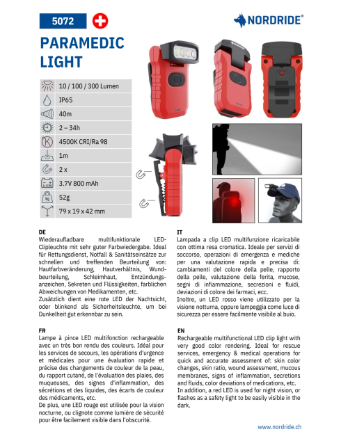 Pocket LED-Leuchte PARAMEDIC für Rettung, Notfall und Sanität – Hoelzle