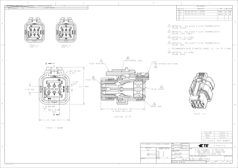 AMPSeal 16 - Buchsengehäuse 6-pol. Key B grau – Hoelzle