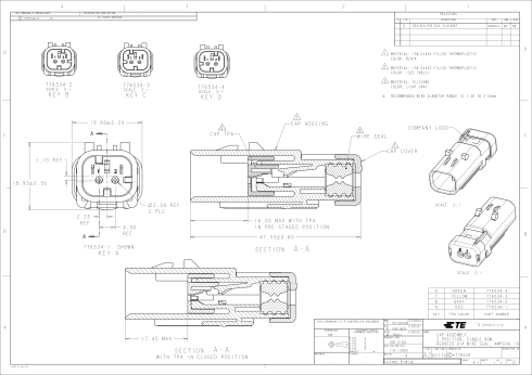AMPSeal 16 - Stiftgehäuse - 2-pol. Key A rot – Hoelzle