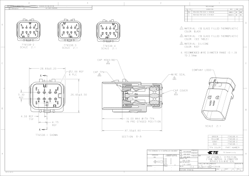 AMPSeal 16 - Stiftgehäuse 8-pol. Key A rot – Hoelzle