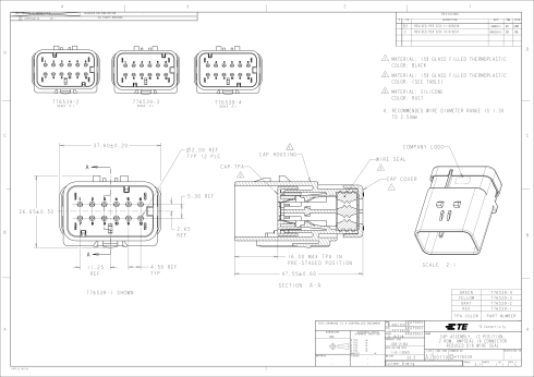 AMPSeal 16 - fiche 12 pôles Key A rouge – Hoelzle