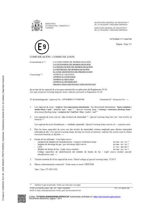 Fristom LED-Blitzleuchte, ECE R65, 12/24 V – Hoelzle