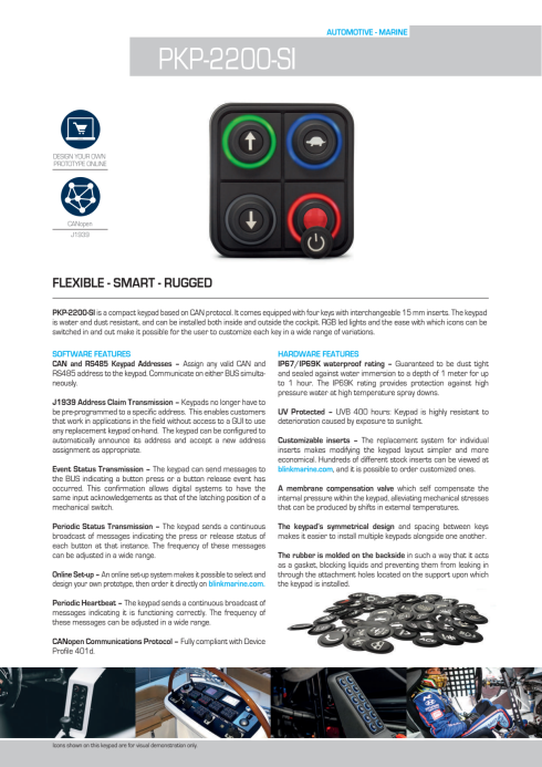 Keypad mit 4 Tasten (2X2), CAN, Deutsch Stecker - 12 / 24 V – Hoelzle