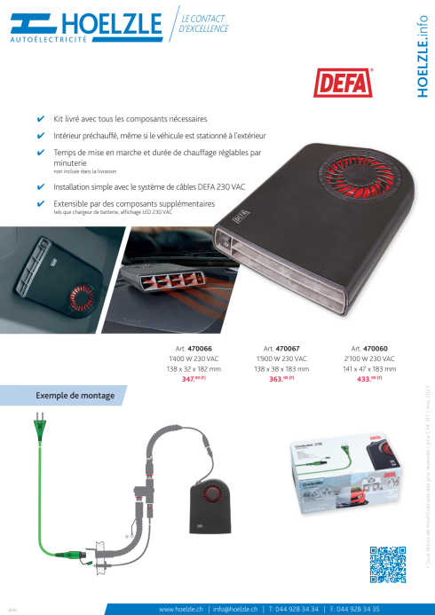 DEFA - Termini II 1400 Kit chauffage intérieur – Hoelzle