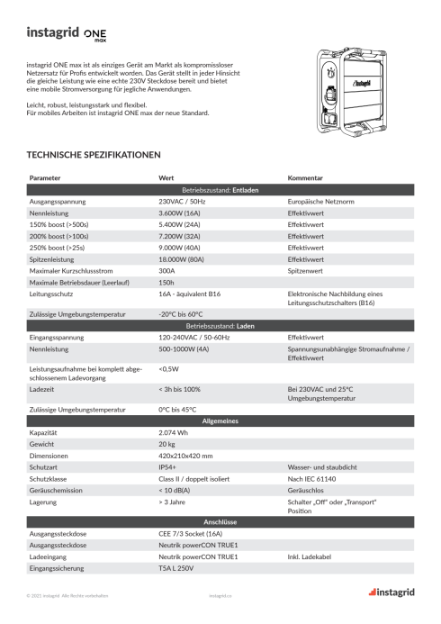 Instagrid ONE - die ultimative Hochleistungs - Powerbox - 400 V ready ...