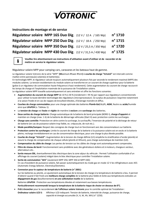Votronic Régulateur solaire MPPT 12 V 12 A – Hoelzle
