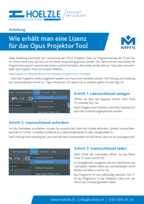 Software Opus Projektor – Hoelzle