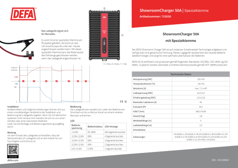DEFA - Showroom Batterieladegerät 12 V 50 A – Hoelzle