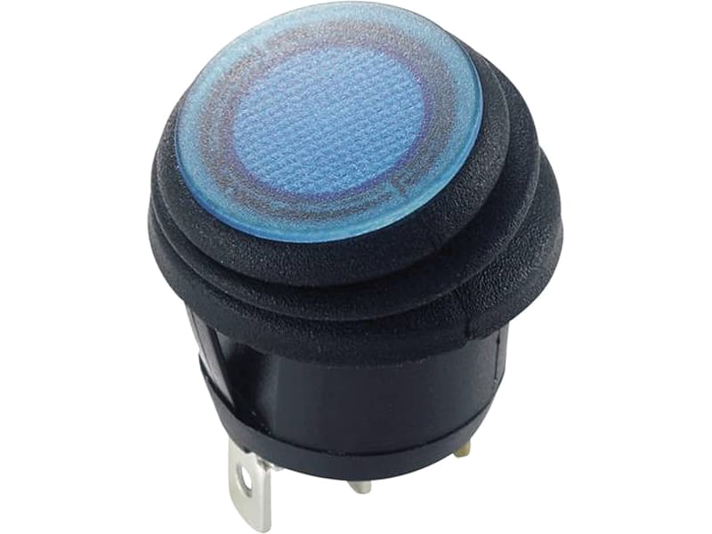 Schalter rund mit LED blau Ein-Aus 12 V – Hoelzle